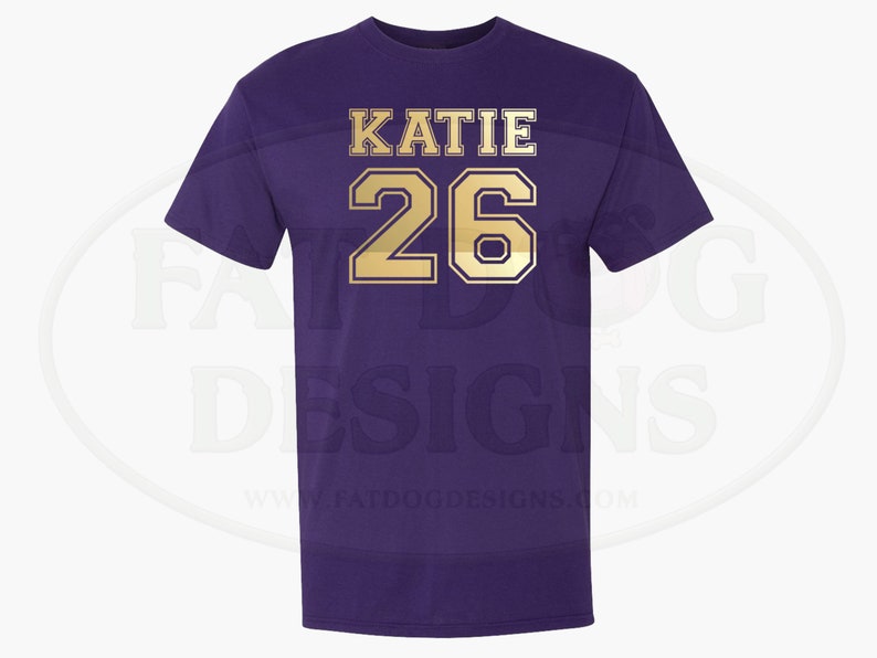 Varsity Style Number and Name Custom Short-sleeve T-shirt | Etsy