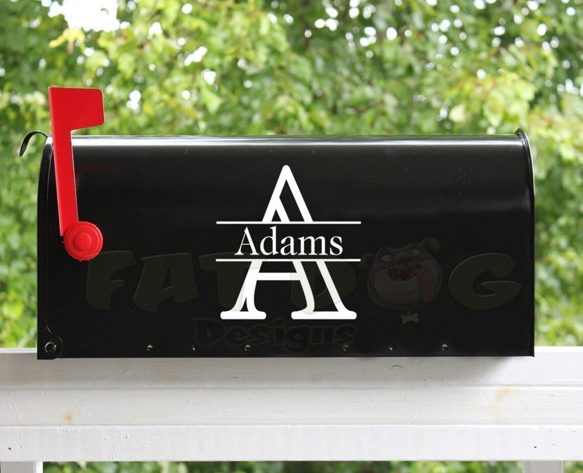 Monogram Letter With Name Custom Vinyl Decal Mailbox Decal | Etsy
