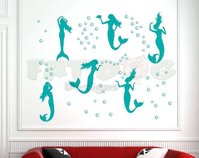 Mermaid Decal With Sea Shell for Bathrooms and Kids Rooms Wall Decal ...