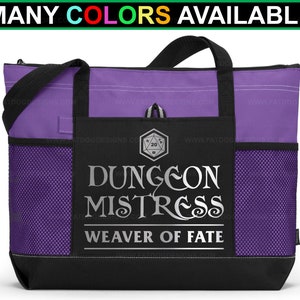 Dungeon Mistress D20 Custom Zippered Tote Bag D&D, Dnd, Roleplaying ...