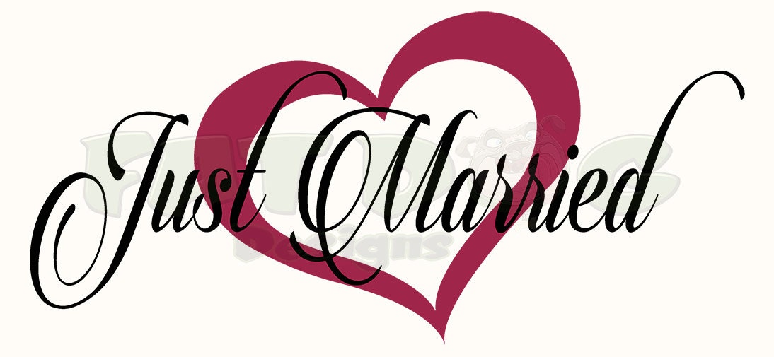 Just Married With Heart Two Color Removable Vinyl Decal - Etsy
