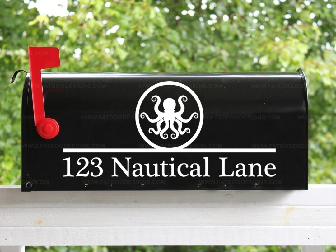 Octopus Nautical Mailbox Address Custom Vinyl Decal - Street Address ...