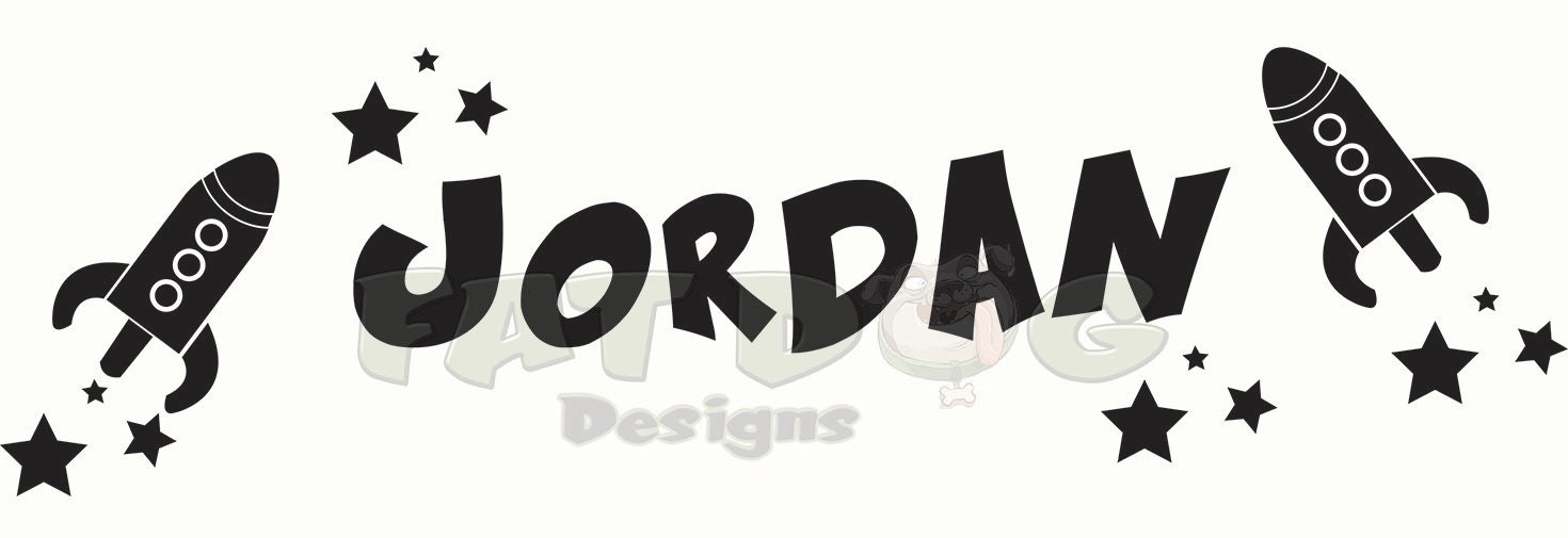 Rocket Ship Kids Door Name Sign, Space Ship Sticker, Kids Name Sign ...