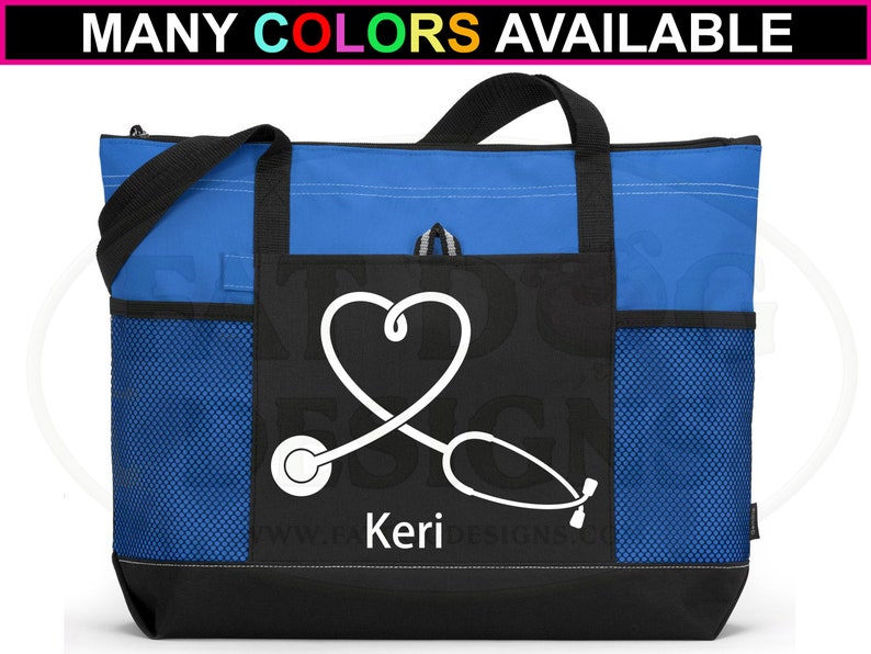 Heart Stethoscope Custom Zippered Tote Bag Medical Worke - Etsy