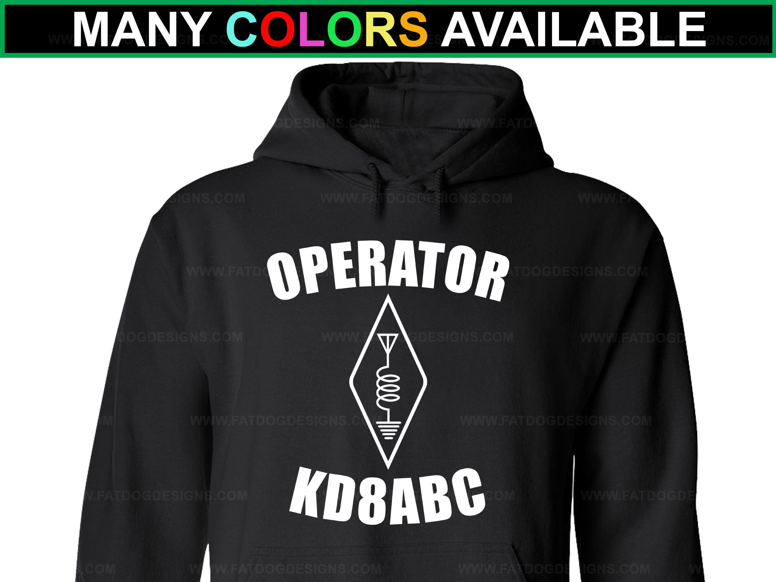 Ham Radio Amateur Radio Custom Call Sign Hooded Sweatshirt (hoodie)(s ...