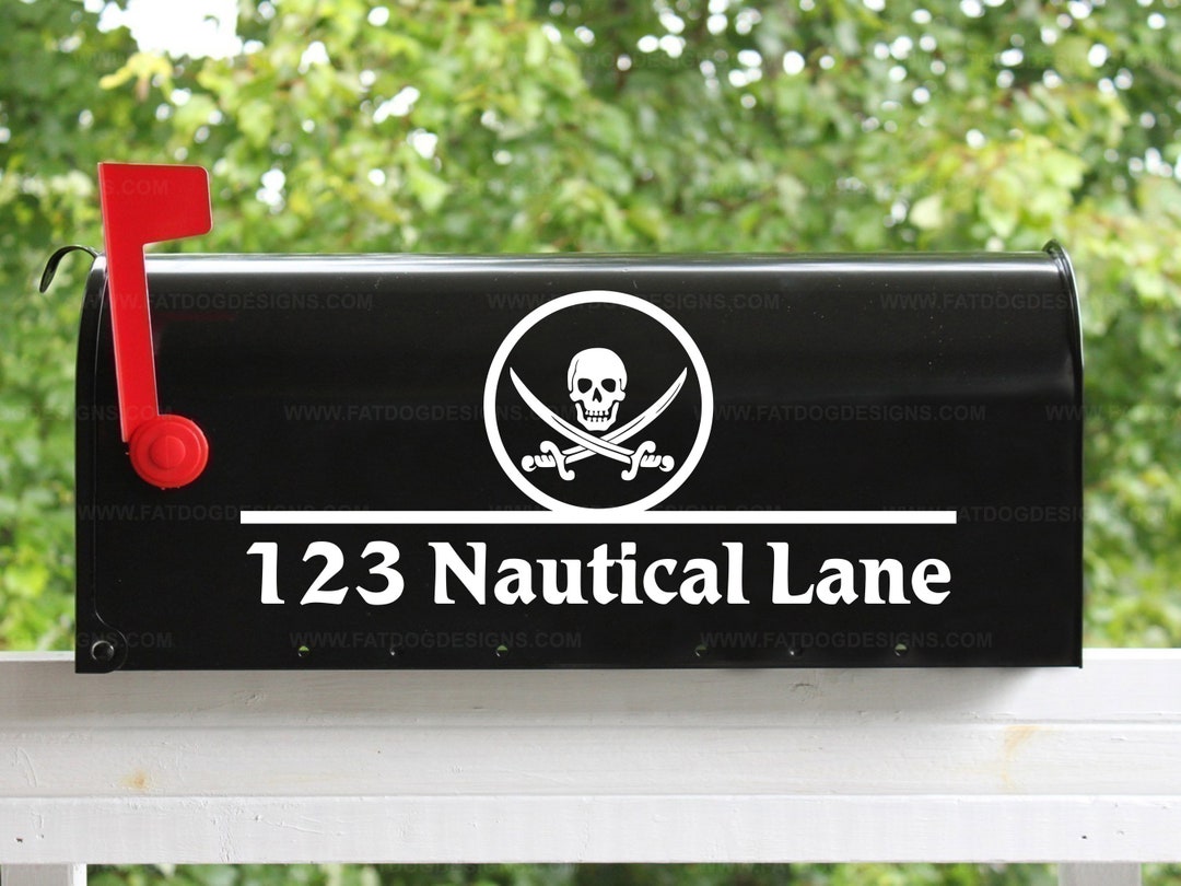 Skull and Crossbones Pirate Mailbox Address Custom Vinyl Decal - Street ...