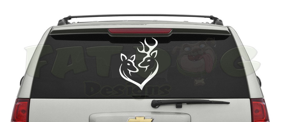 Deer Heart Couple Removable Vinyl Decal Buck and Doe Heart Decal, Love ...