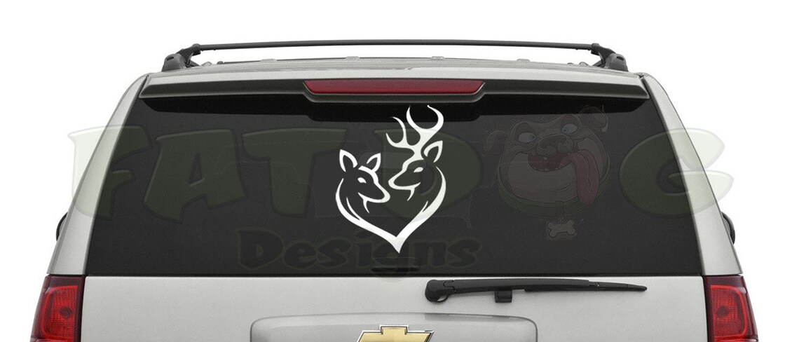 Deer Heart Couple Removable Vinyl Decal Buck and Doe Heart - Etsy