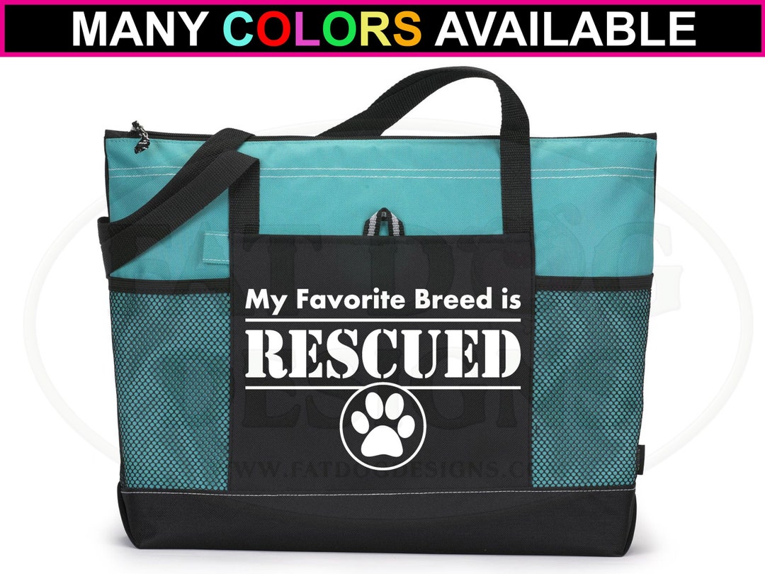 My Favorite Breed is Rescued Custom Zippered Tote Bag - Etsy