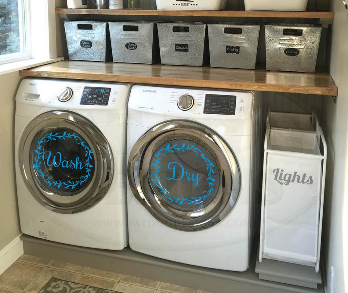 Washer and Dryer Decal Set Custom Vinyl Decals Washing - Etsy
