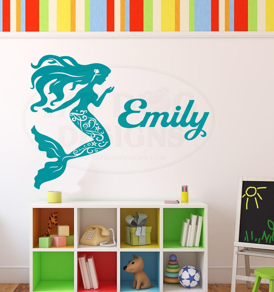 Mermaid Personalized Name Custom Vinyl Decal - Mermaid Decor, Kid Name ...