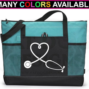 Heart Stethoscope Custom Zippered Tote Bag - Medical Worker, Nurse Gift ...