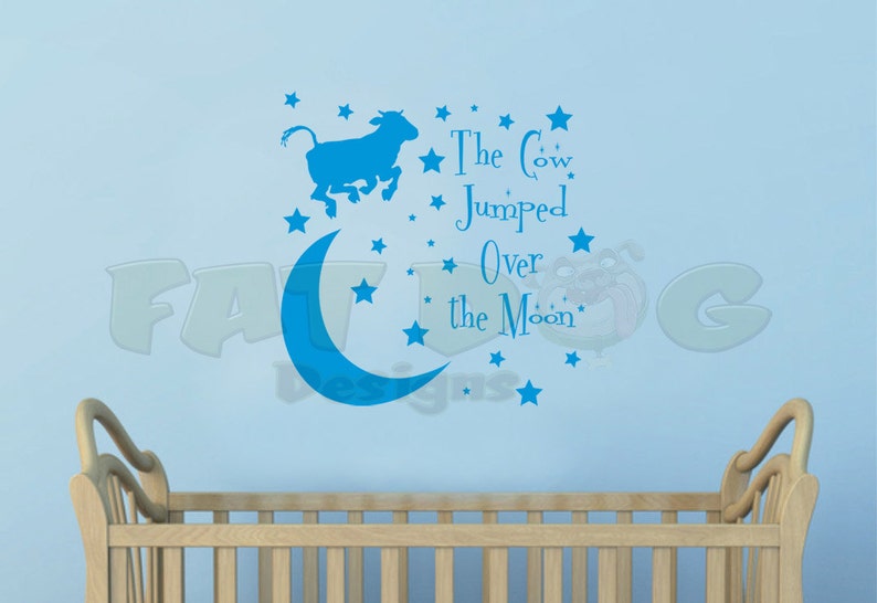 The Cow Jumped Over the Moon With Moon Stars Removable Wall Decal ...