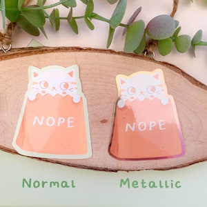 NOPE Cat Sticker Glossy Metallic Rainbow Vinyl Digital Art, Stickers ...