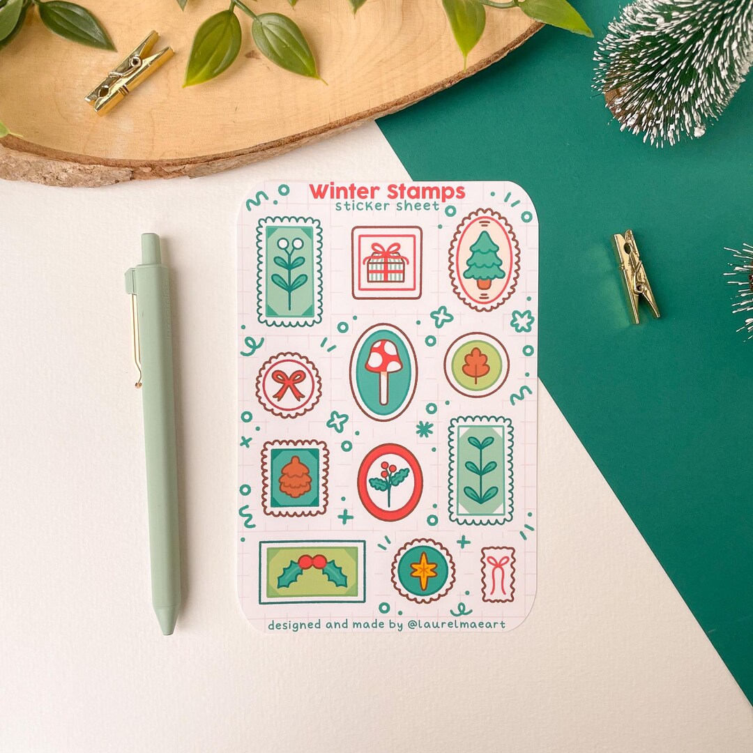 Winter Stamps - Sticker Sheet (1 Pc) | Digital Art, Stickers ...