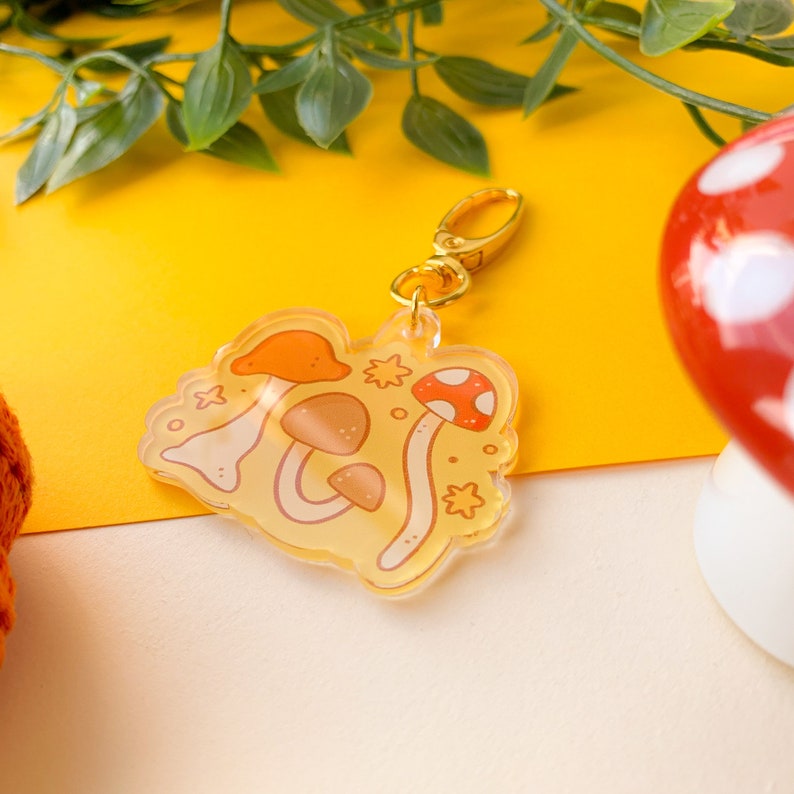 Mushrooms Keychain // Clear Acrylic Key Ring Illustration - Etsy