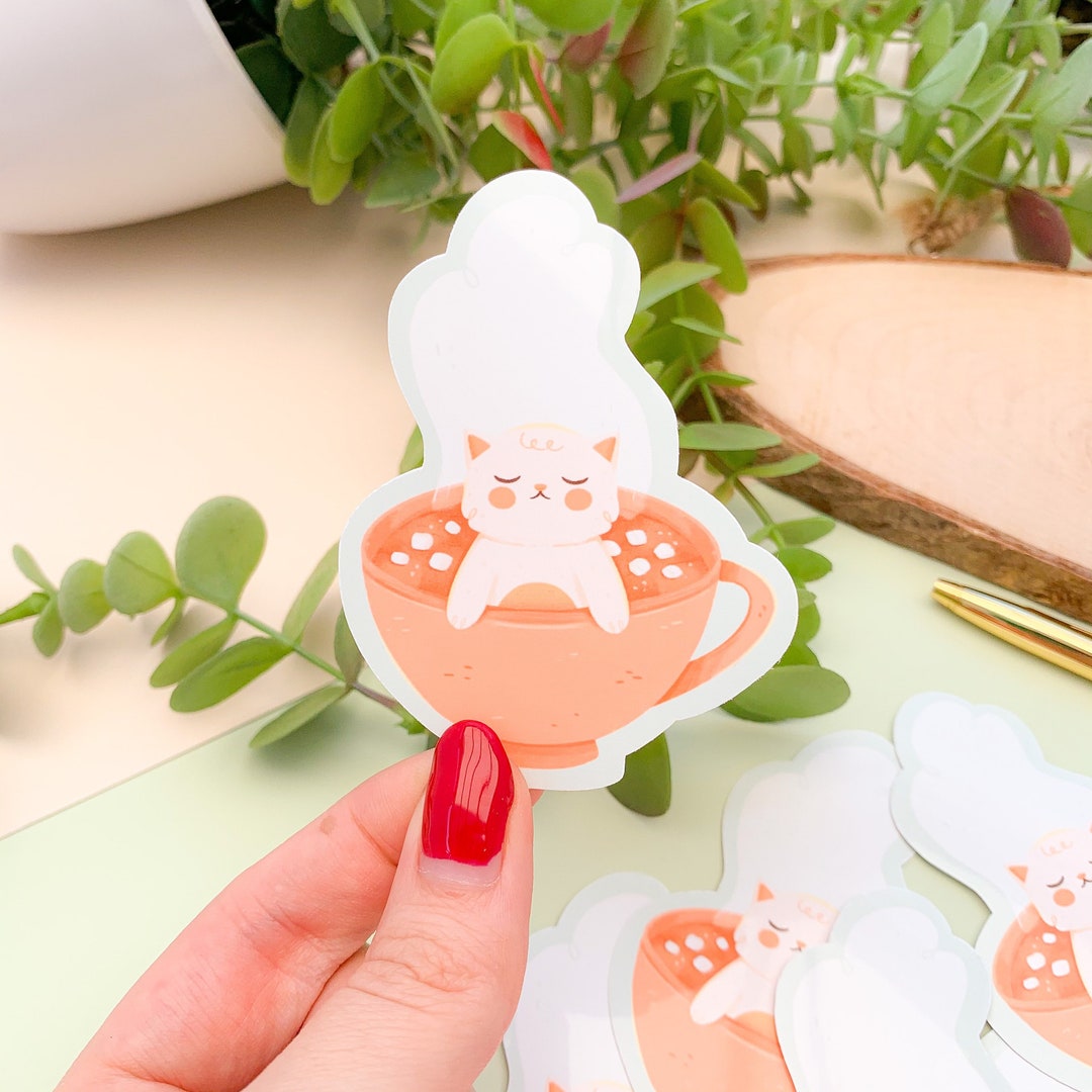 Hot Chocat - Glossy Vinyl Sticker | Digital Art, Stickers, Cats ...