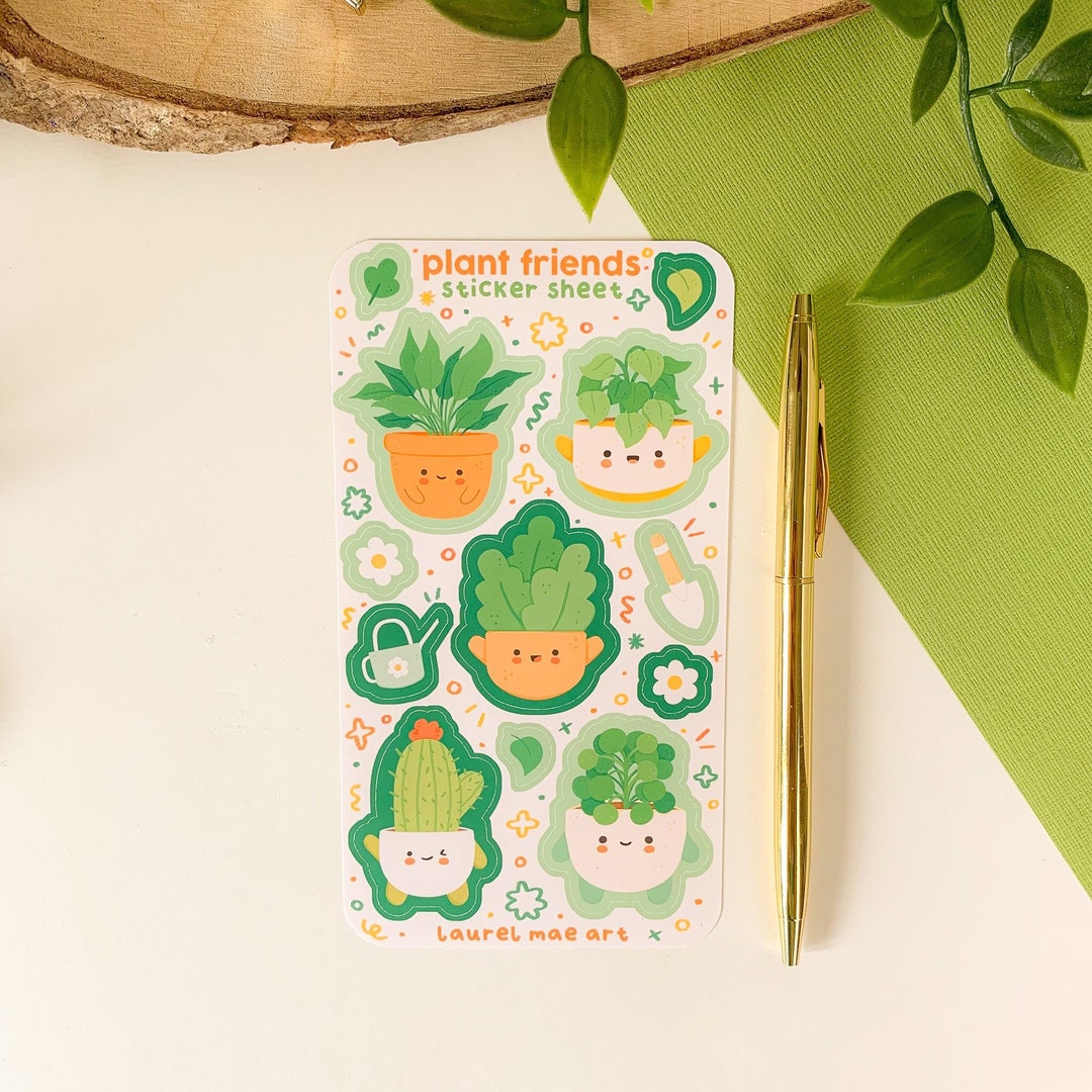 Plant Friends Sticker Sheet 1 Pc Digital Art, Stickers, Illustration ...