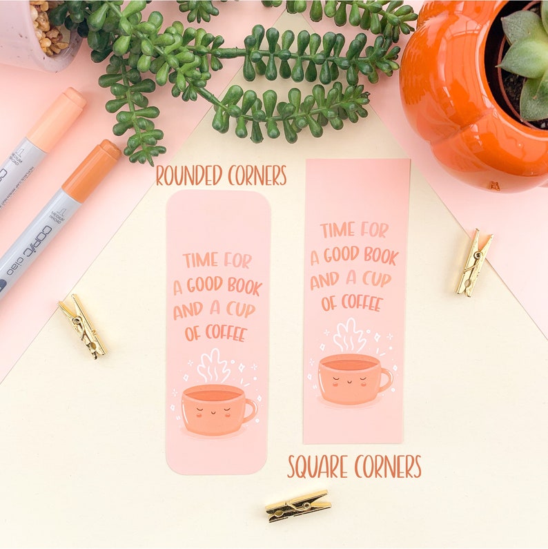 Time for a Good Book and a Cup of Coffee Bookmark // Digital | Etsy