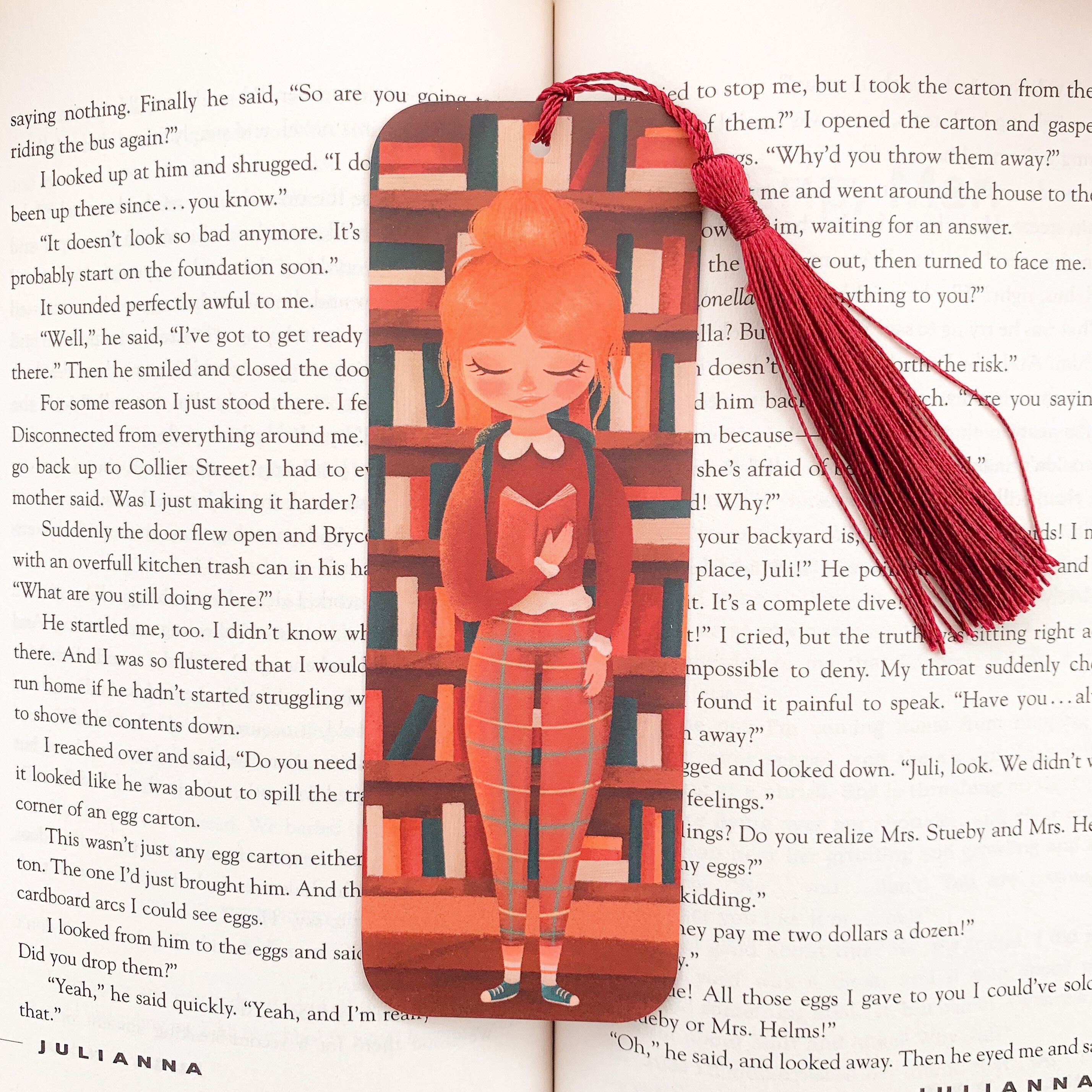 Library Girl Bookmark // Digital Art Illustration Books - Etsy