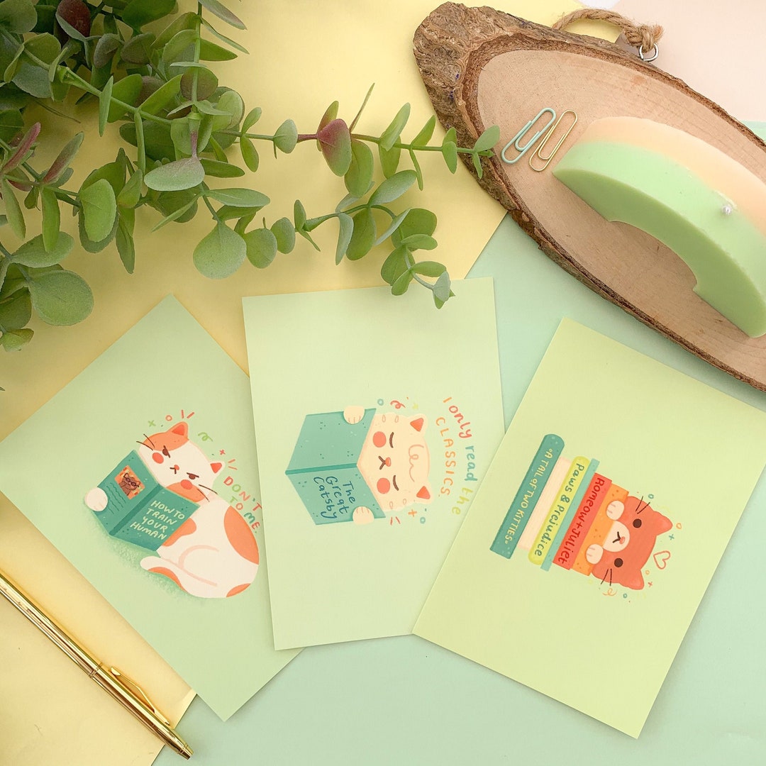 Book-cats Postcard Prints - Luxury Soft Touch Postcards | Pen Pal ...