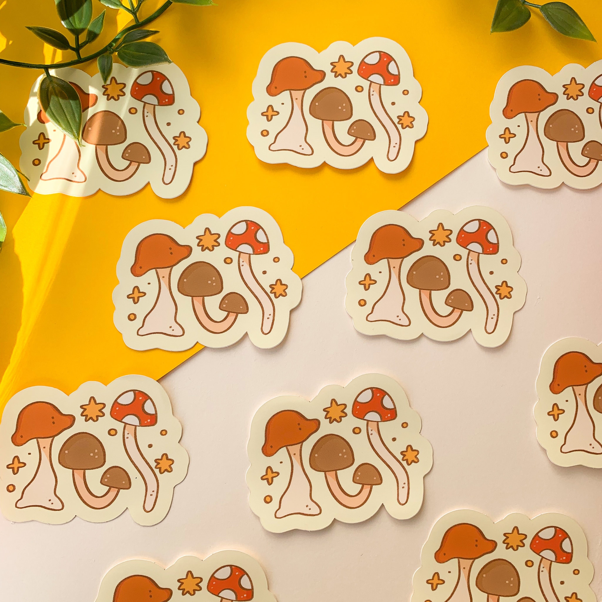 Mushrooms Matte Vinyl Sticker // Digital Art Stickers - Etsy