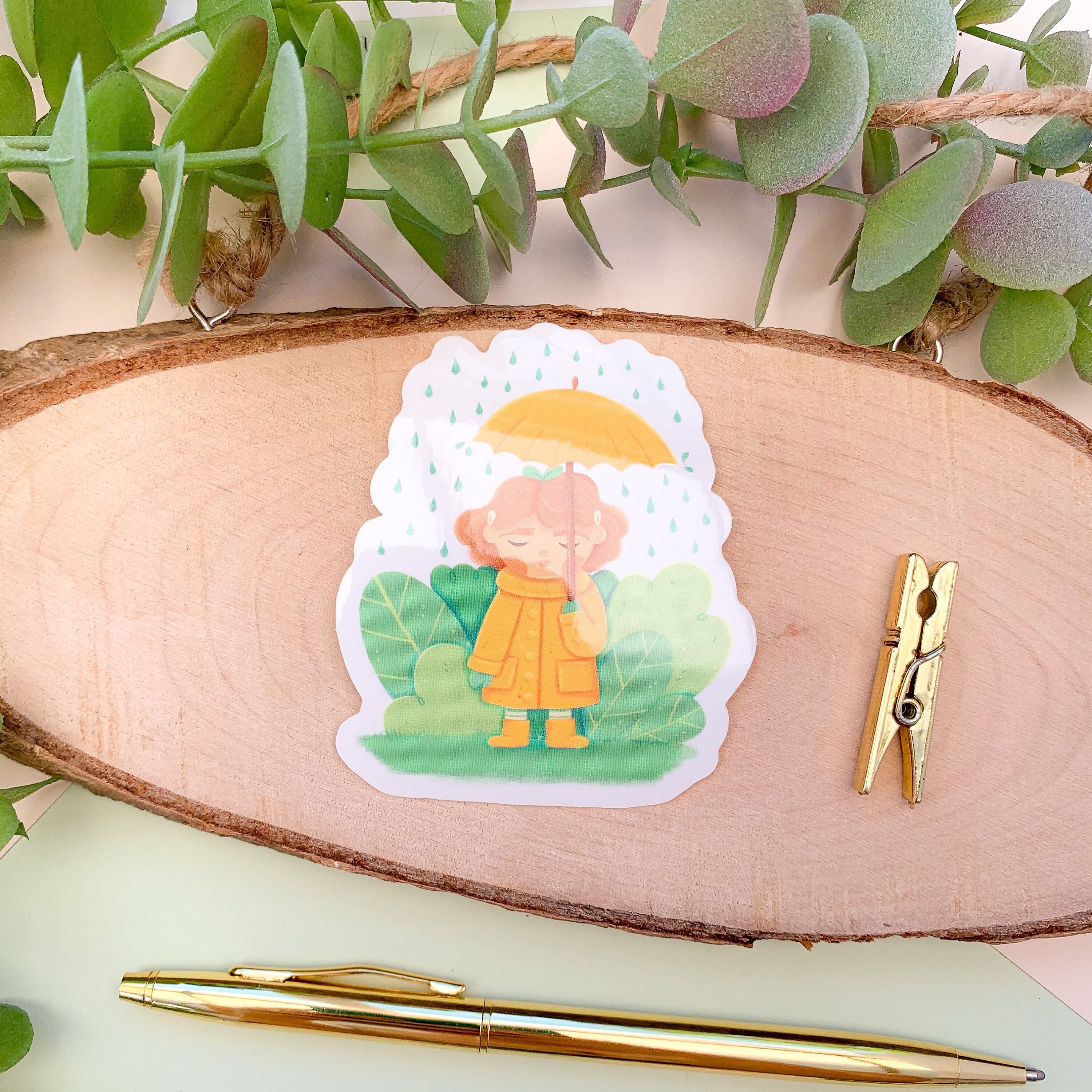 Rainy Days // transparent glossy vinyl sticker Digital Art | Etsy