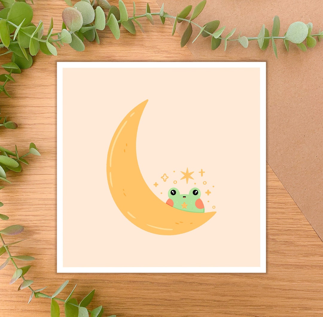 Moon Frog - Square Art Print | Digital Art, Hand Drawn Illustration ...
