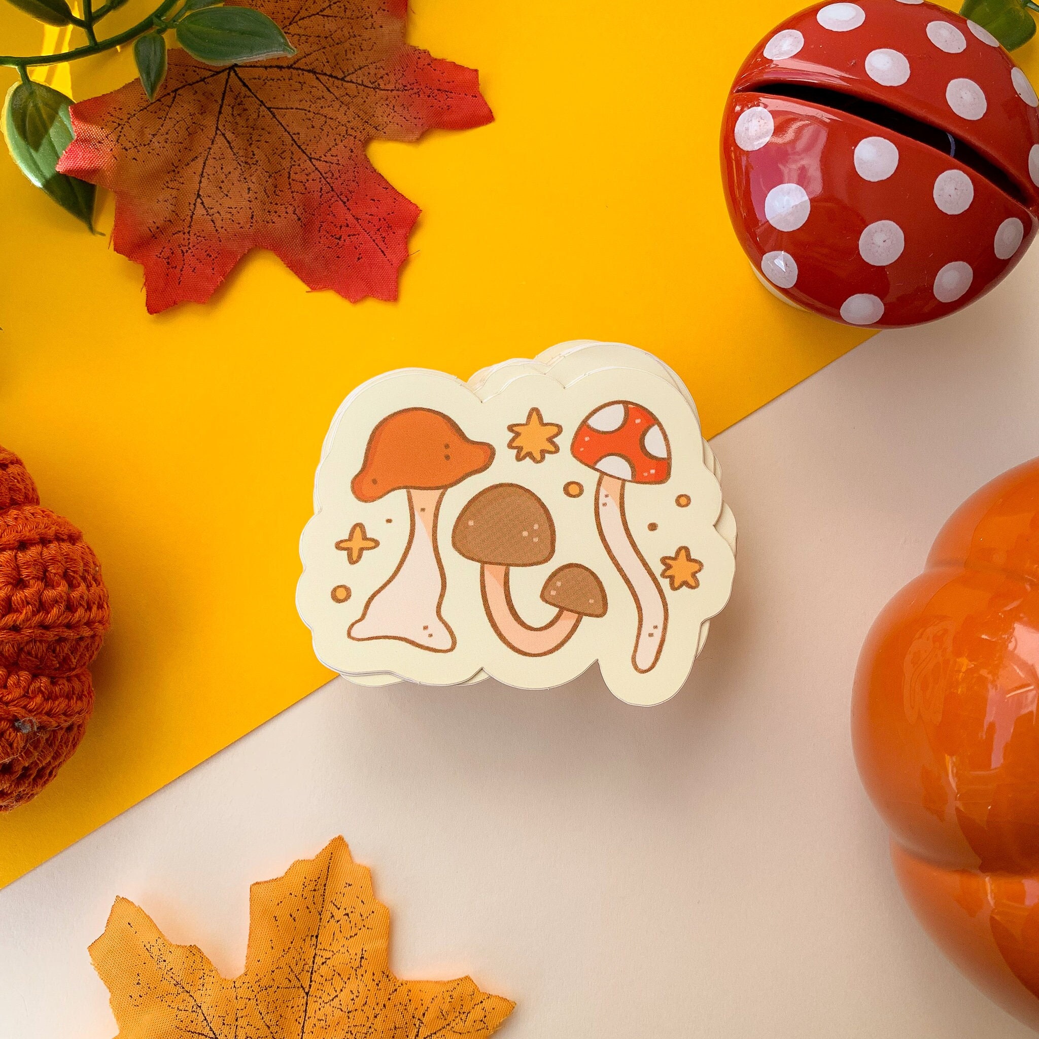 Mushrooms Matte Vinyl Sticker // Digital Art Stickers - Etsy