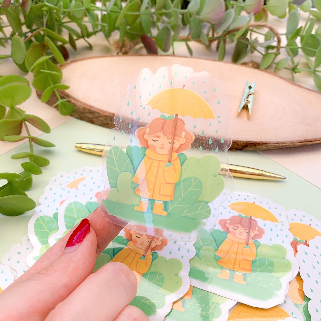Rainy Days - Transparent Glossy Vinyl Sticker | Digital Art, Stickers ...