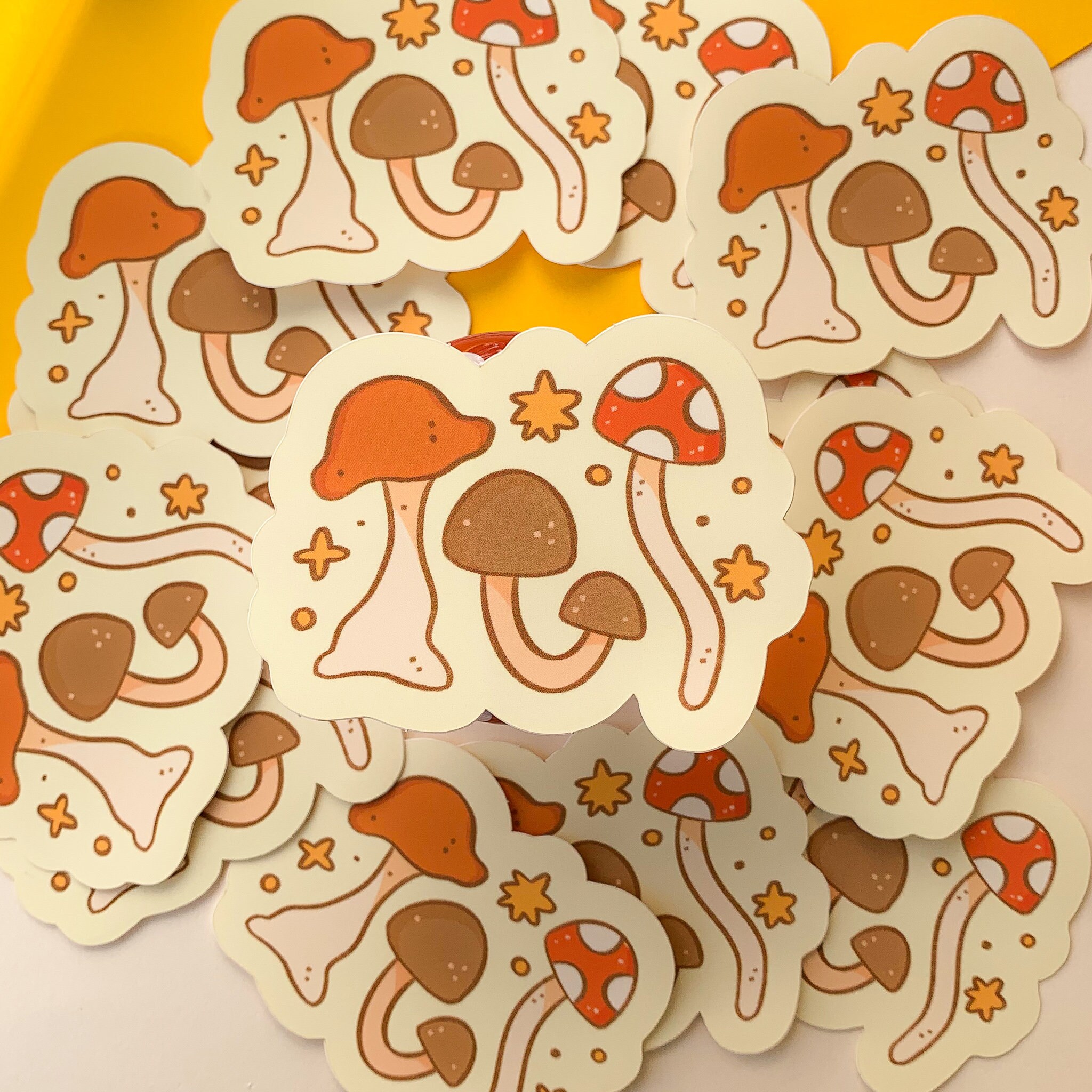 Mushrooms Matte Vinyl Sticker // Digital Art Stickers - Etsy