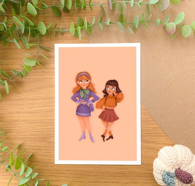 Daphne and Velma // Illustration Print A4/A5/A6 Digital Art | Etsy