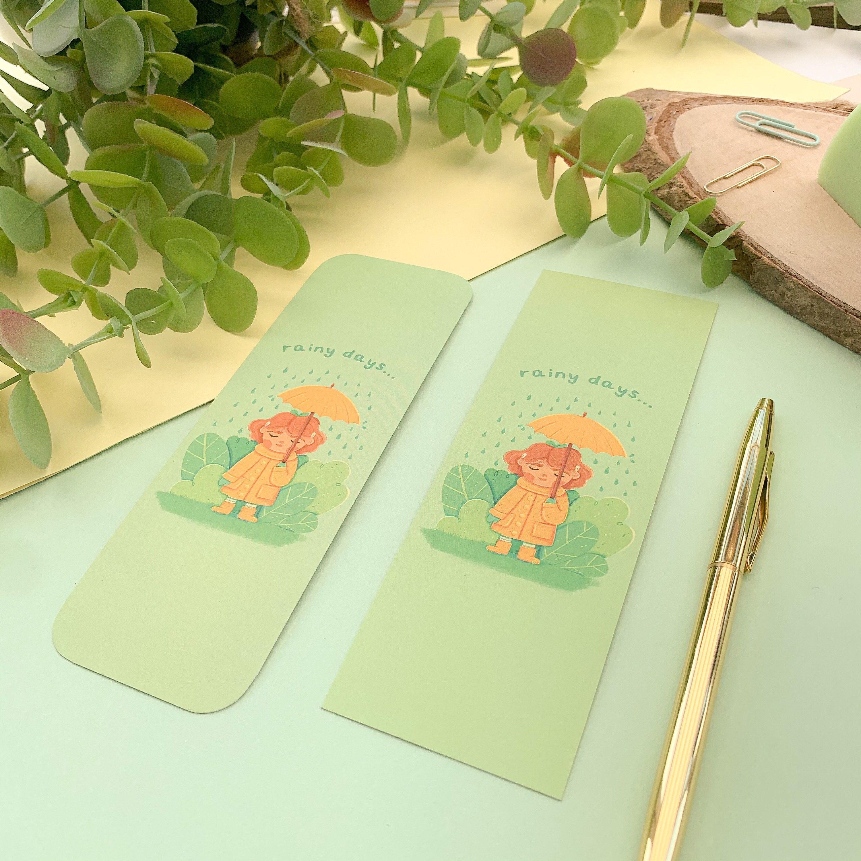 Rainy Days Bookmark / Digital Art Illustration Books | Etsy