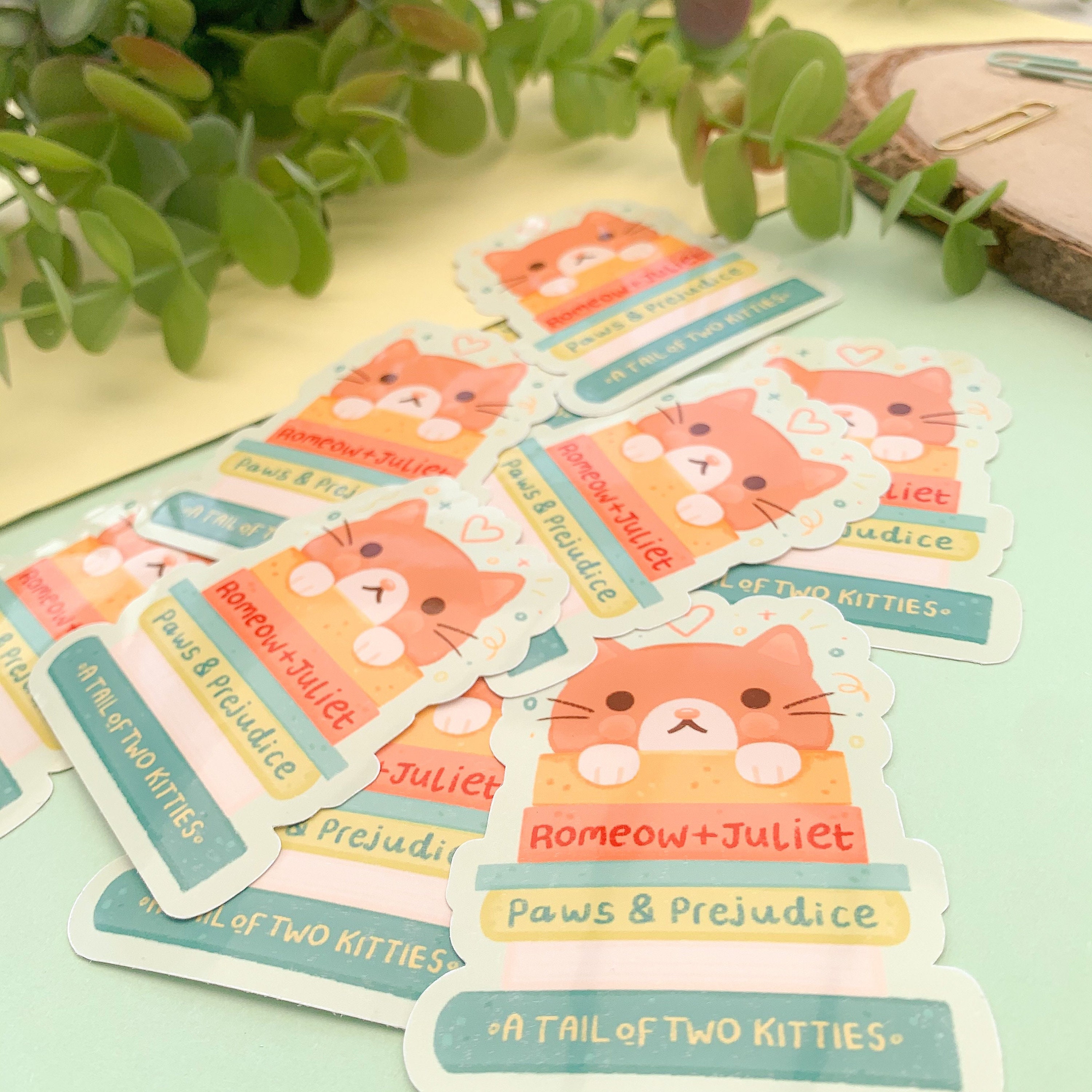 Bookstack Cat // Glossy Vinyl Sticker Digital Art Stickers - Etsy