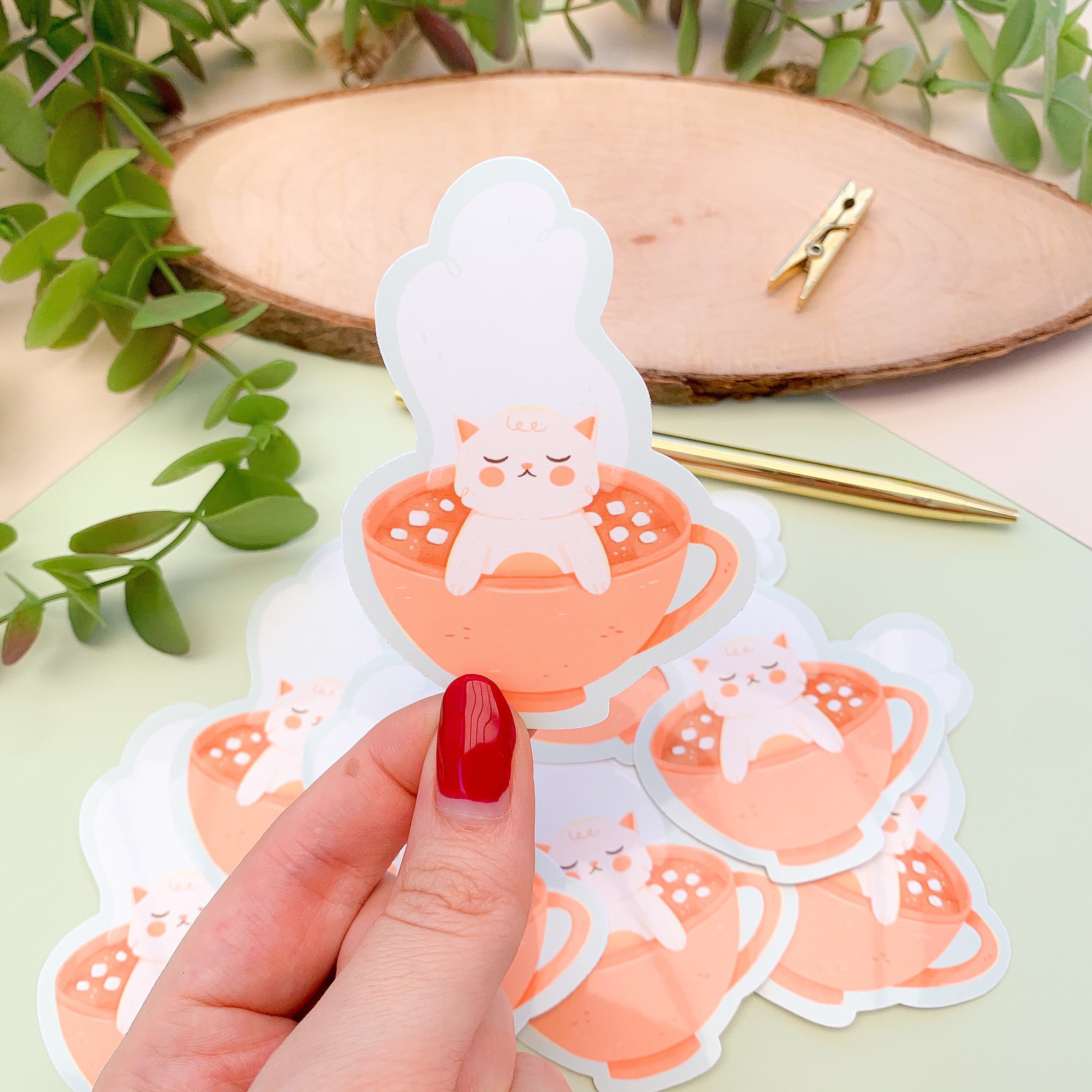 Hot Chocat // Glossy Vinyl Sticker Digital Art Stickers - Etsy