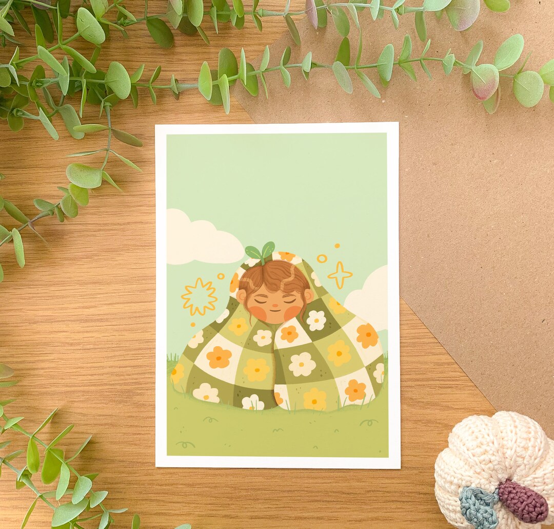 Cozy Blanket Blob - Art Print | Digital Art, Hand Drawn Illustration ...