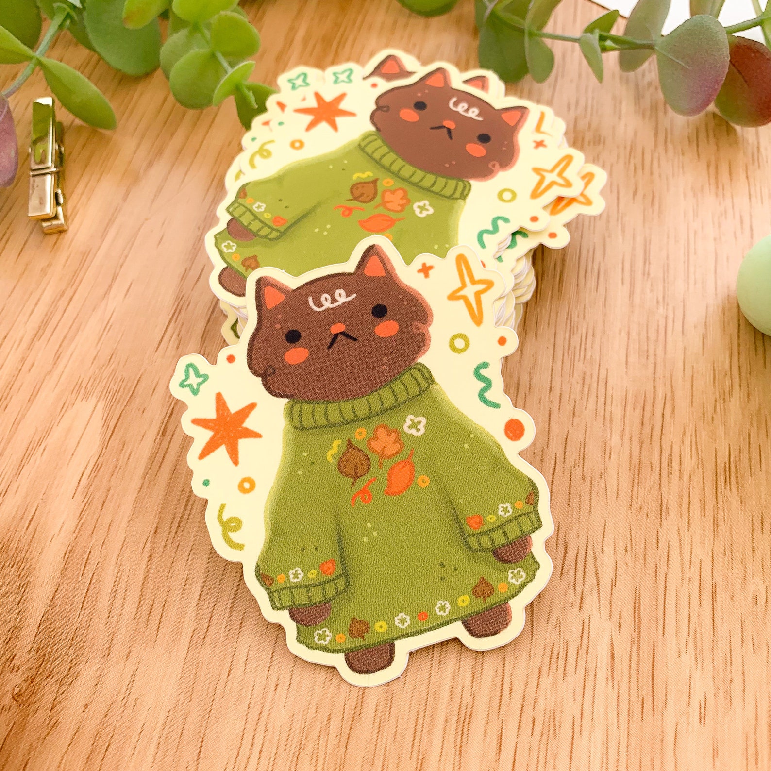 Sweater Weather Cat Matte Vinyl Sticker Digital Art, Stickers, Funny ...