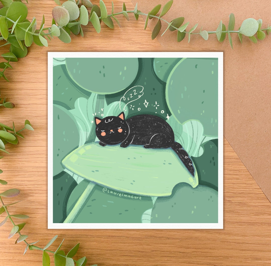 Cat Nap - Square Art Print | Digital Art, Hand Drawn Illustration, Home ...