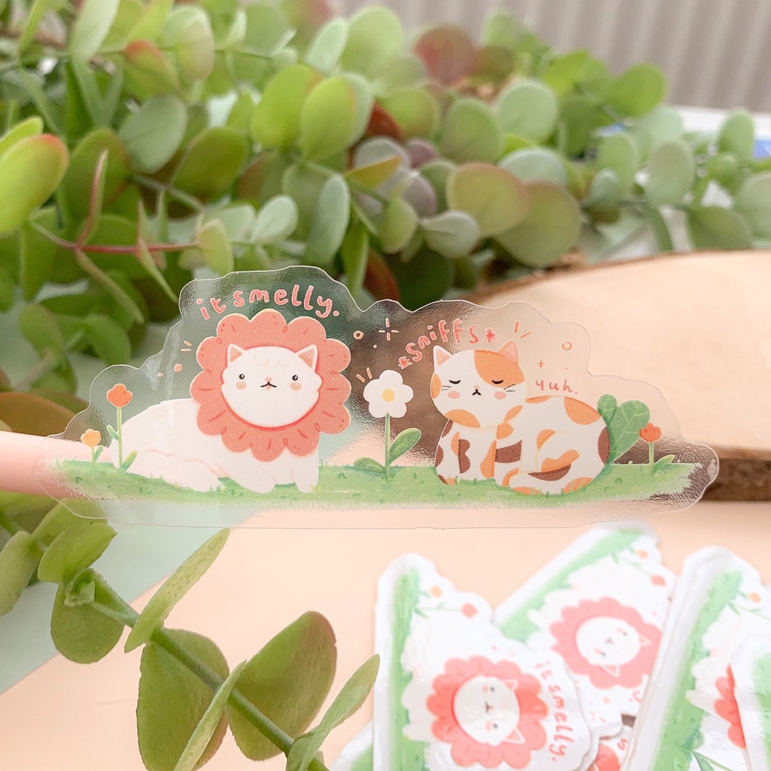 Smelly Cats - Glossy Transparent Vinyl Sticker | Digital Art, Stickers ...