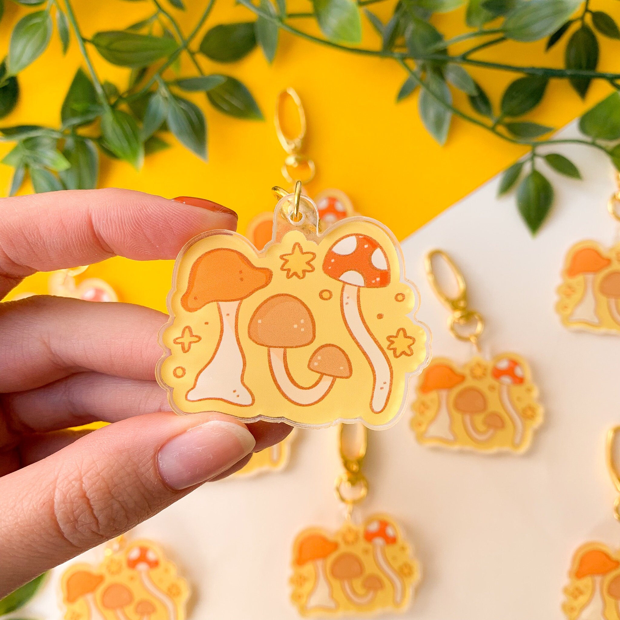 Mushrooms Keychain // Clear Acrylic Key Ring Illustration - Etsy