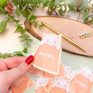 NOPE Cat Sticker Glossy Metallic Rainbow Vinyl Digital Art, Stickers ...