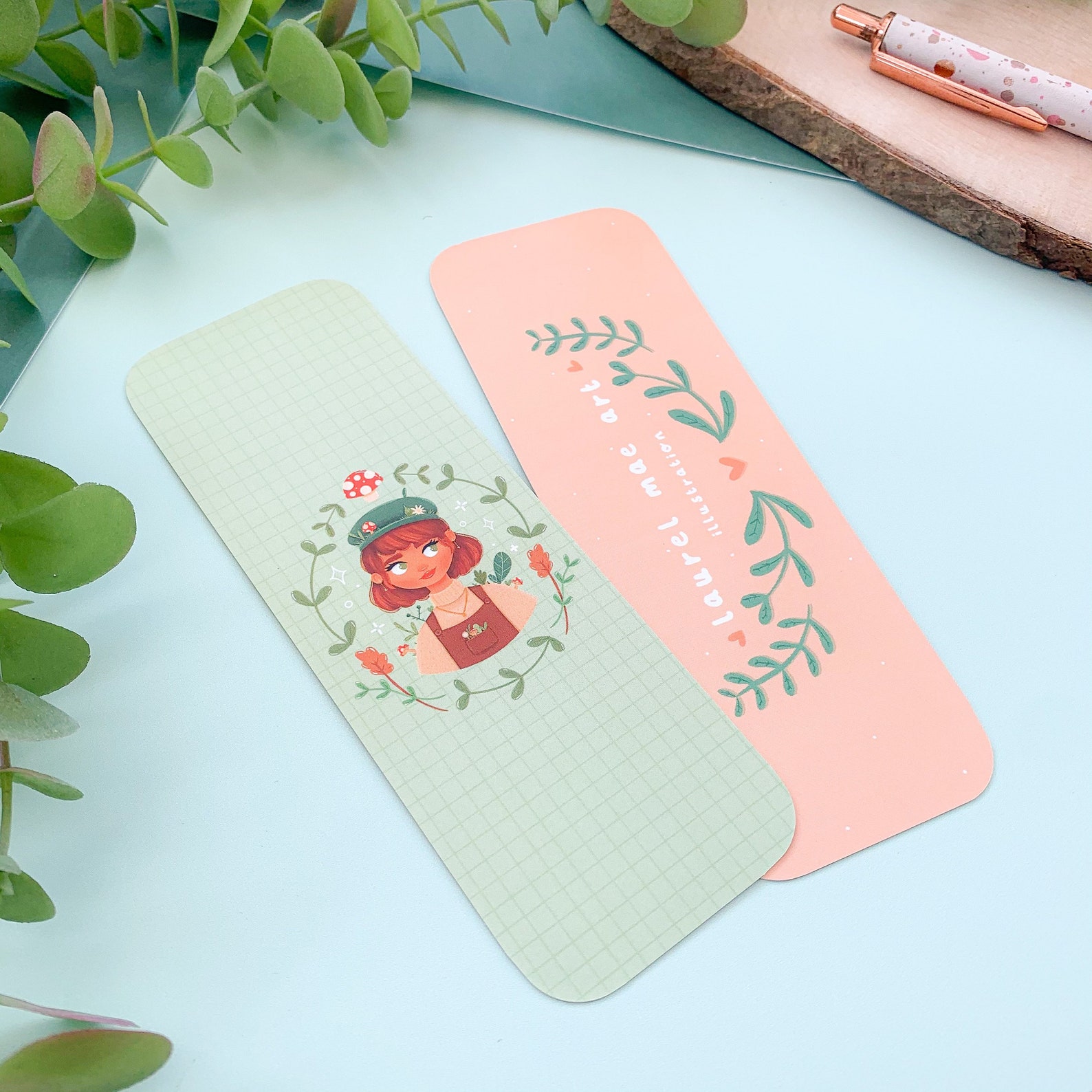 Cute Plant Girl Bookmark / Digital Art Illustration Books | Etsy