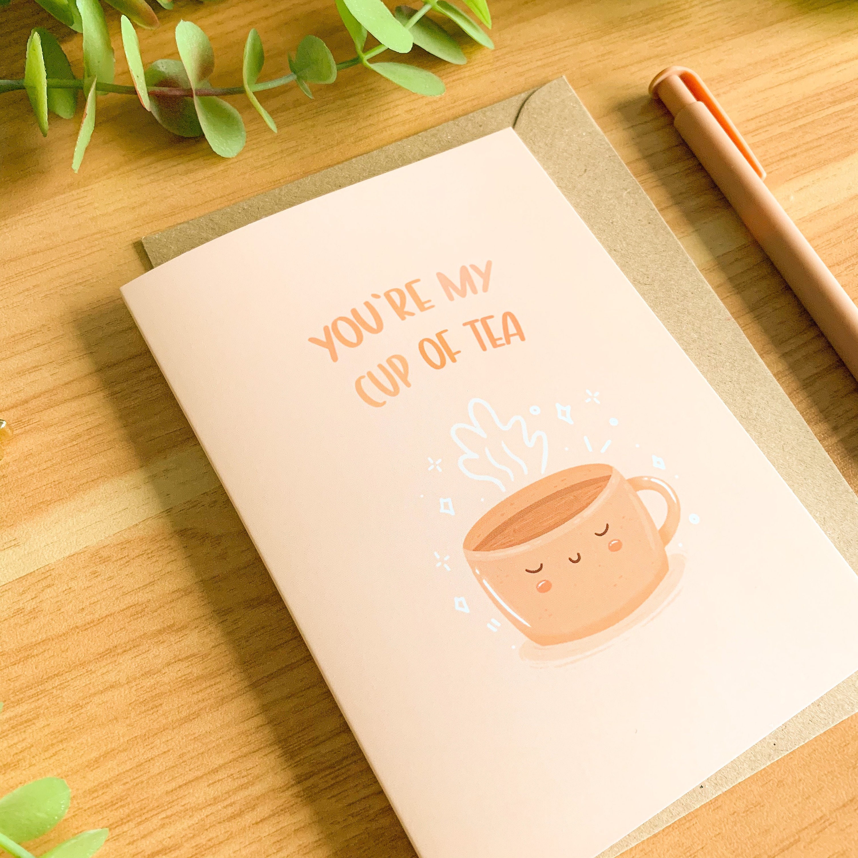 Youre My Cup of Tea Cute Illustrated Greetings Card // - Etsy