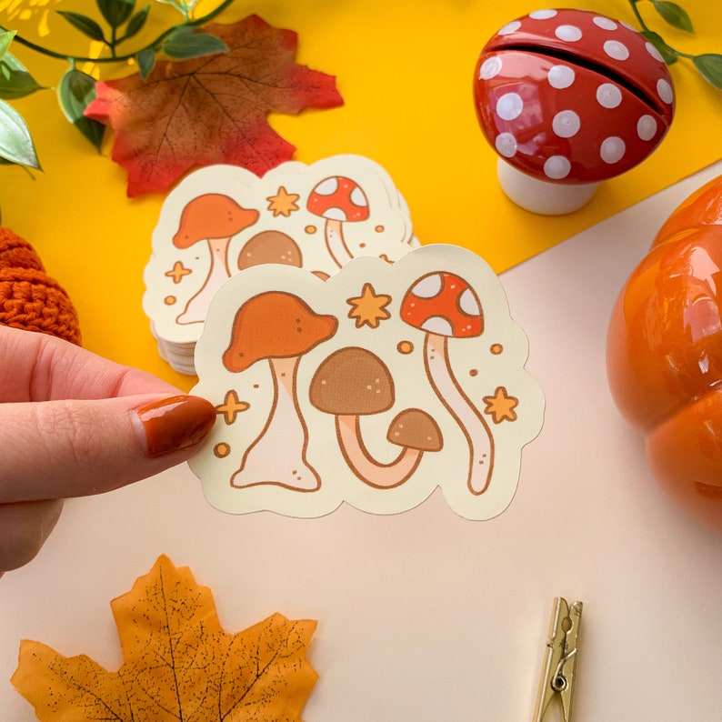 Mushrooms Matte Vinyl Sticker // Digital Art Stickers - Etsy