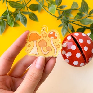Mushrooms Keychain // Clear Acrylic, Key Ring, Illustration ...