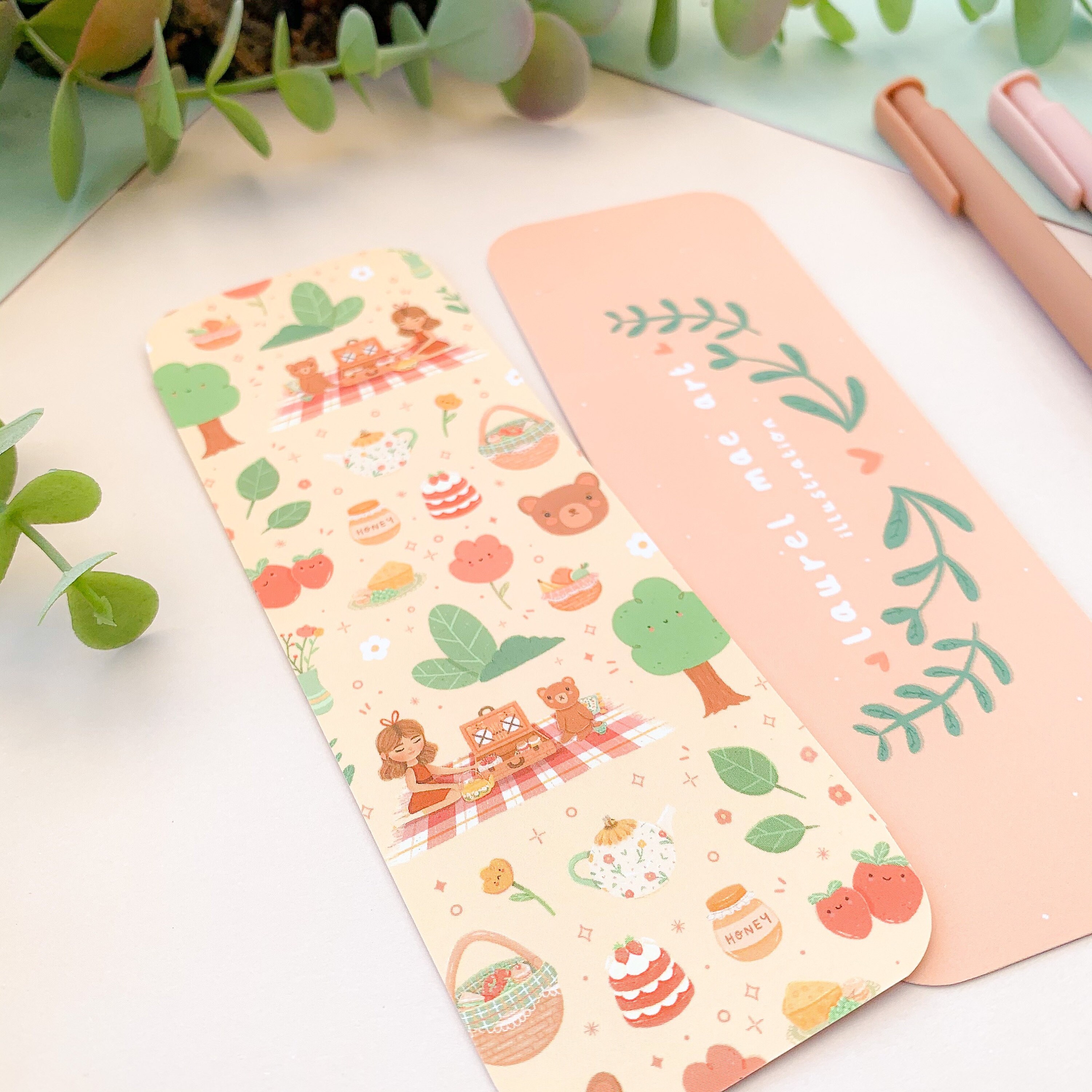 Teddy Bear Picnic Bookmark / Digital Art Illustration Books | Etsy