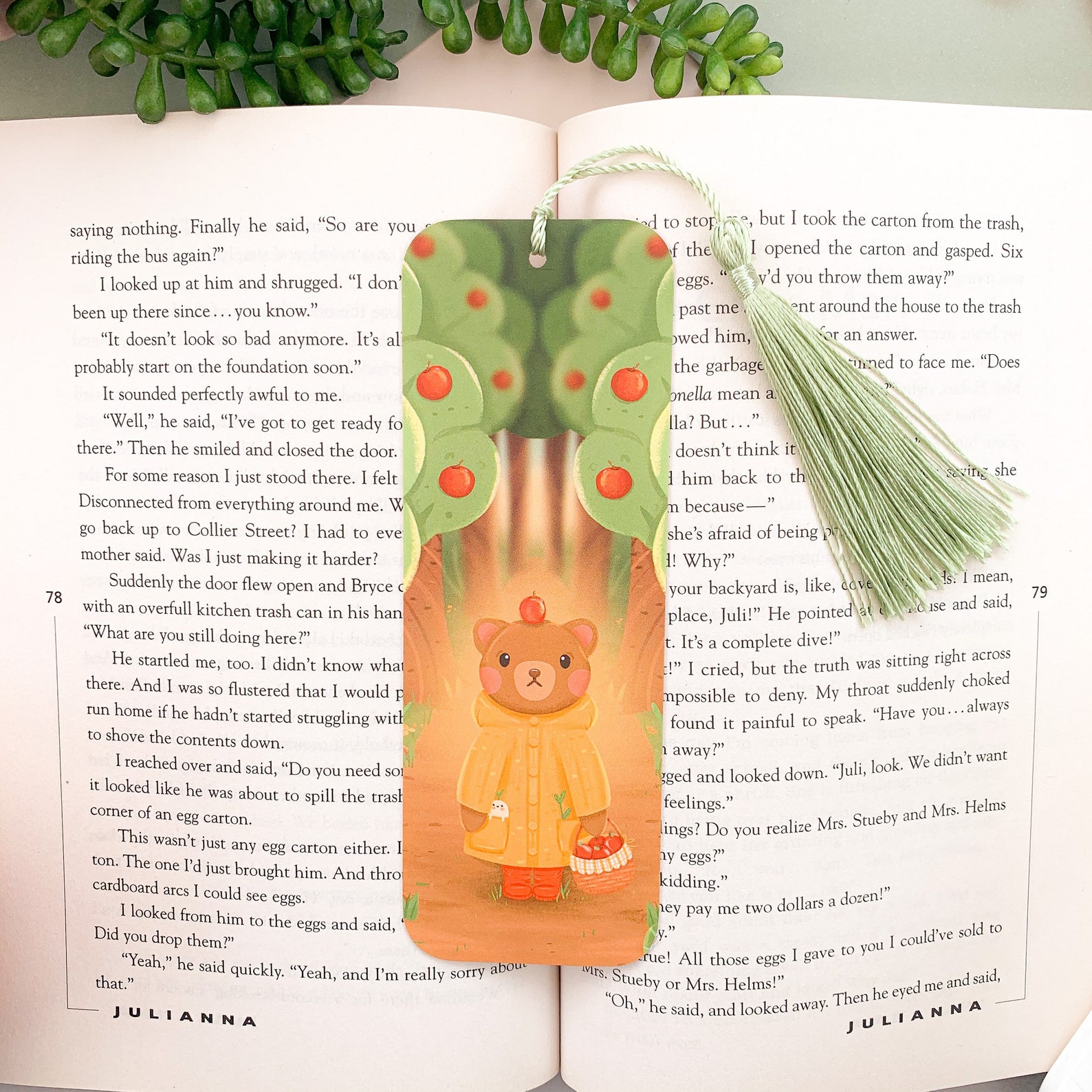 Apple Bear Bookmark / Digital Art Illustration Books - Etsy