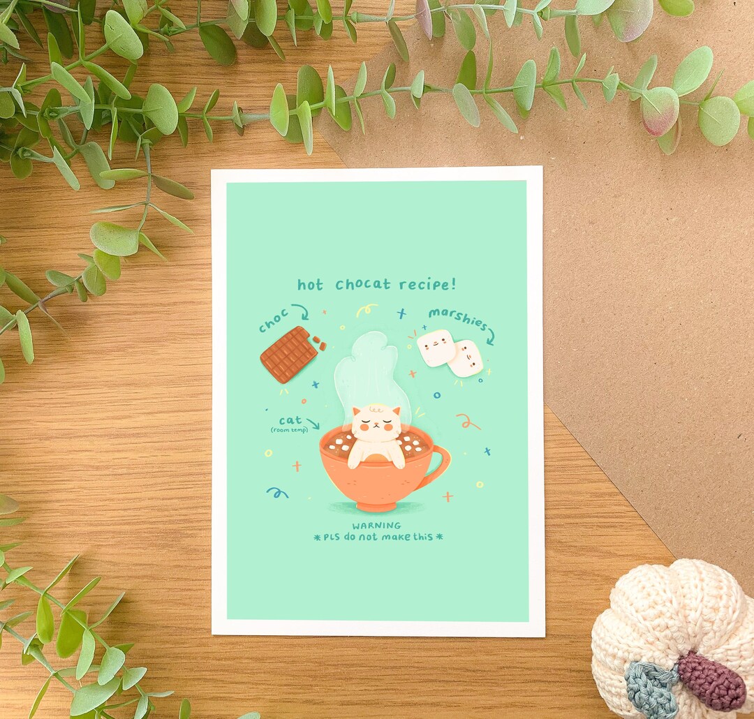 Hot Chocat - Art Print | Digital Art, Illustration, Cottagecore ...