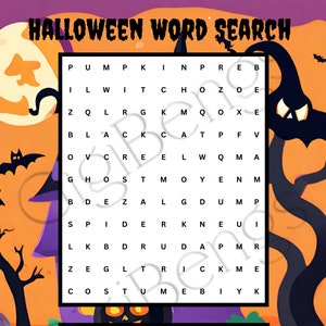 Halloween Word Search Classroom Games Printable Party Game Digital ...