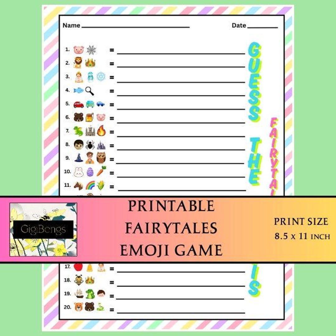 Emoji Fairytale Game: Fun Printable Activity With Answer Key - Etsy